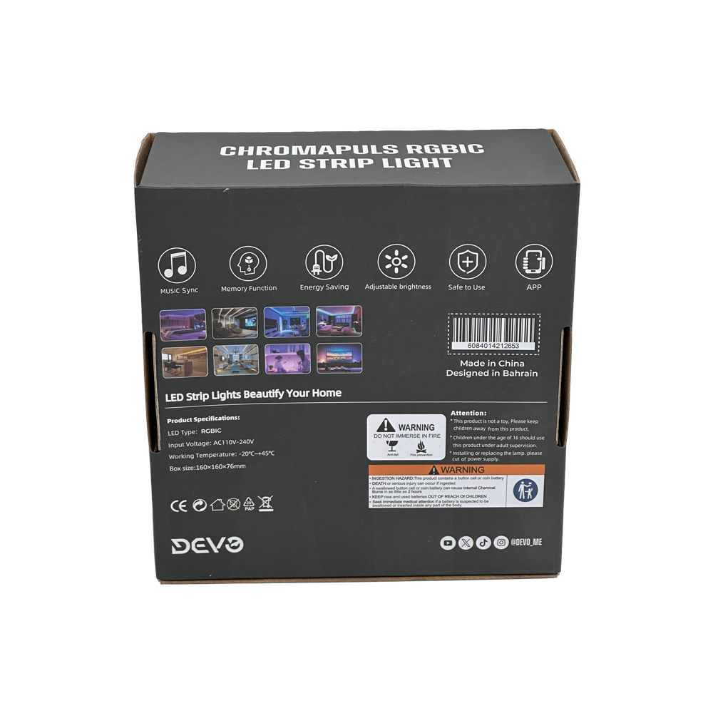 Devo Light - ChromaPulse RGBIC Led strip light 2 M